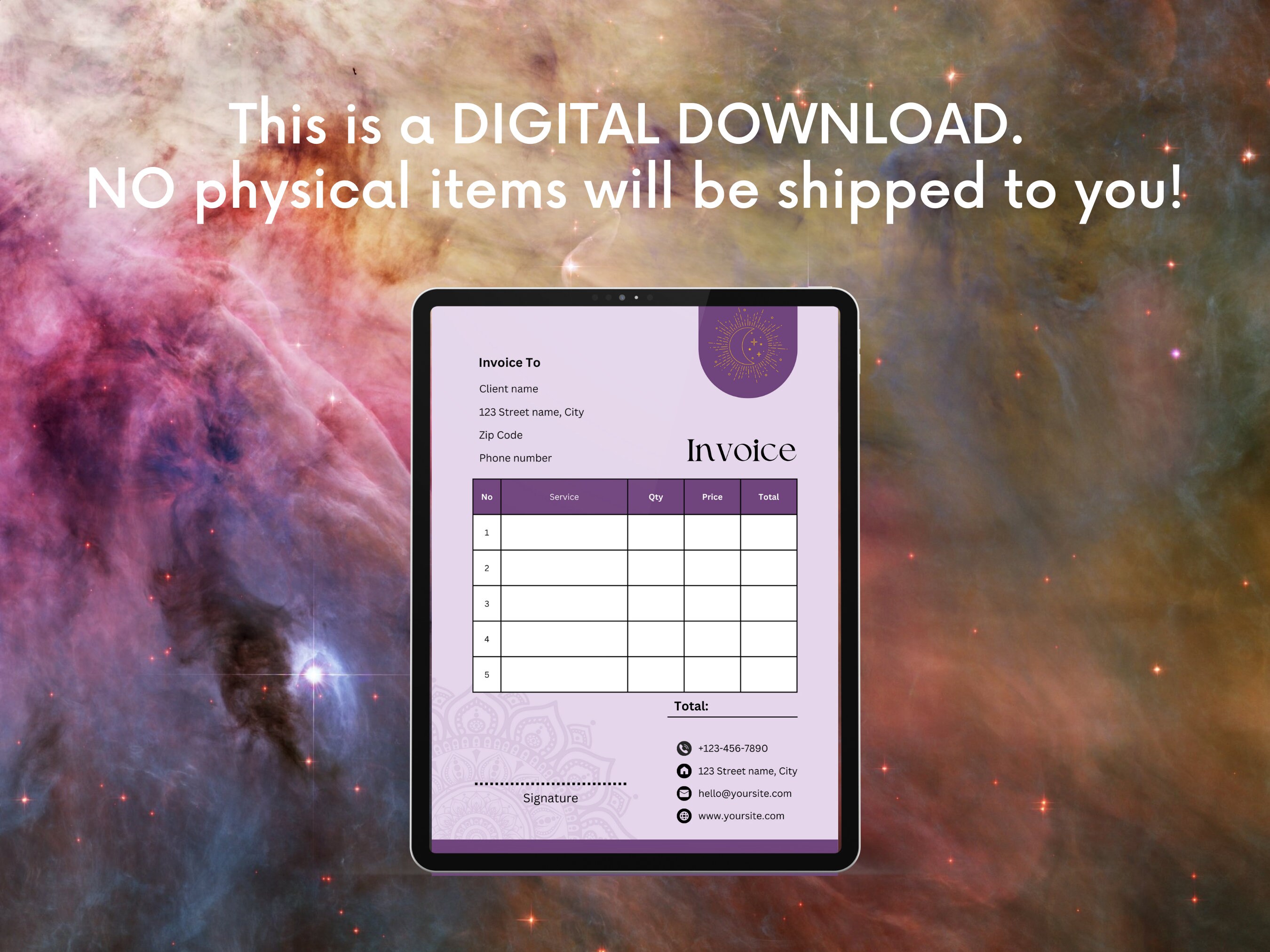 Invoice Template for Reiki Business, Energy Healers, Massage Therapists ...