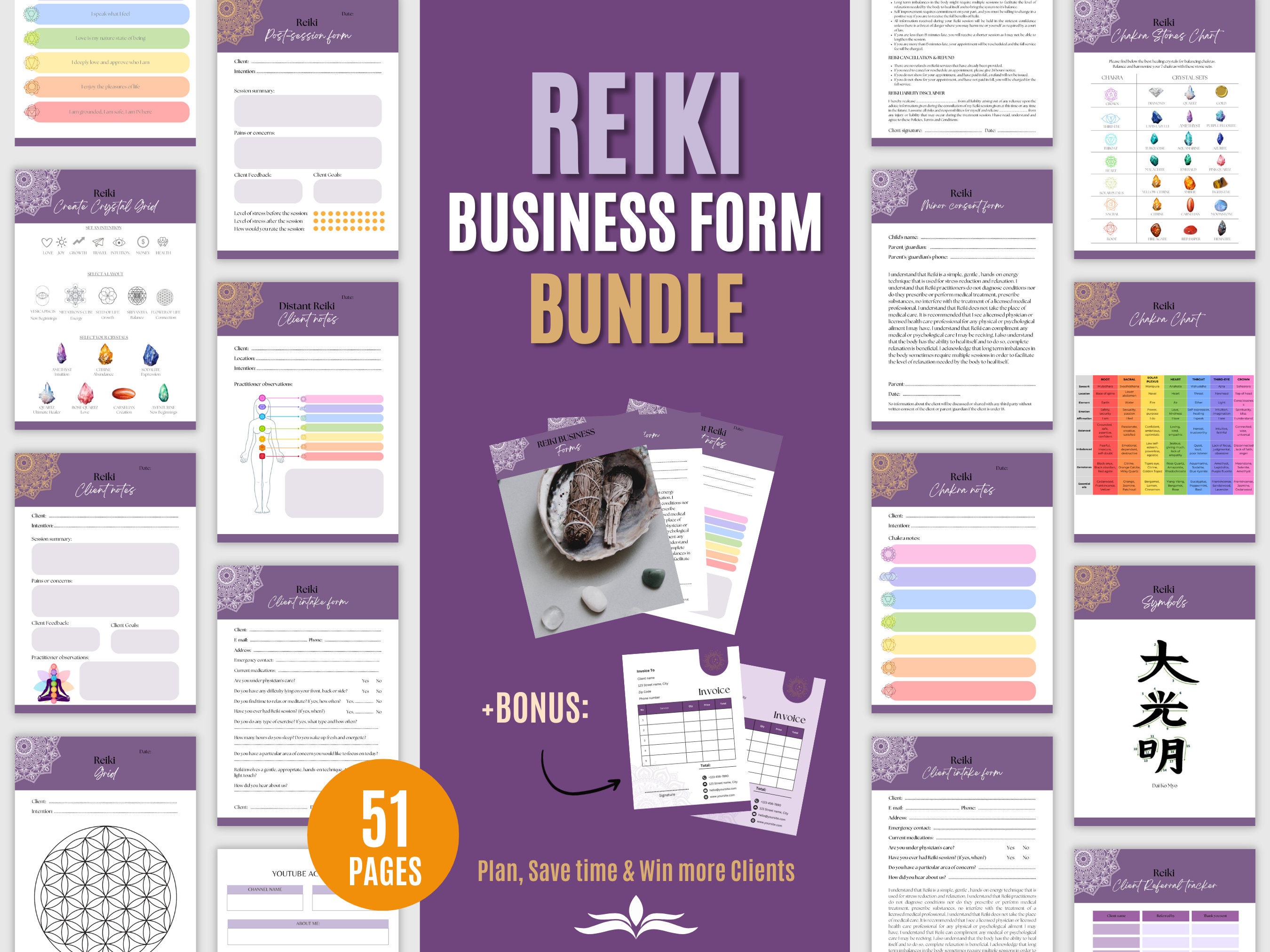 REIKI BUSINESS Form BUNDLE Reiki Session Distance Reiki Forms Reiki ...