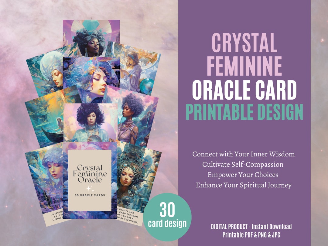 Printable Crystal Feminine Oracle Cards Deck, Feminine Oracle Card ...