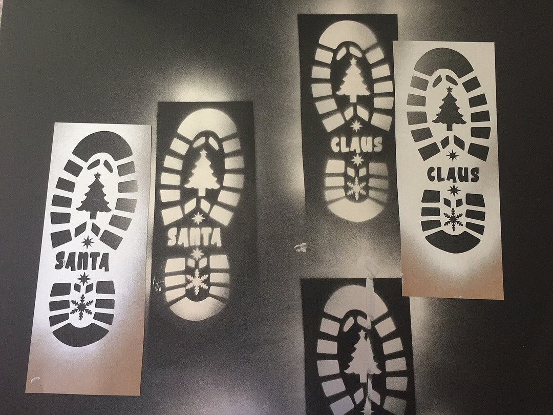 Santa Footprints Stencil, Santa Boots Stencil, Sant's Boots, Santa's ...