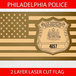 Philadelphia PD Police Laser Cut Flag Svg Dxf Laser Cut File Cricut Png ...