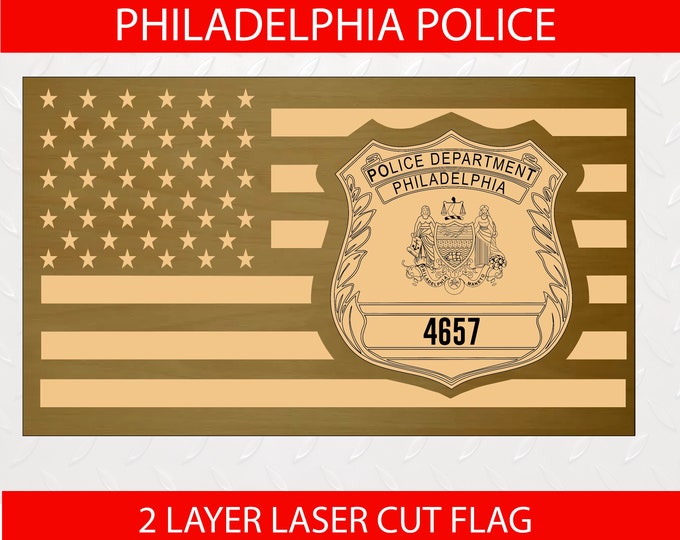 Philadelphia PD Police Laser Cut Flag Svg Dxf Laser Cut File Cricut Png ...