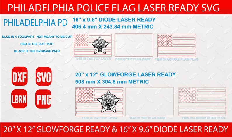 Philadelphia PD Police Laser Cut Flag Svg Dxf Laser Cut File - Etsy