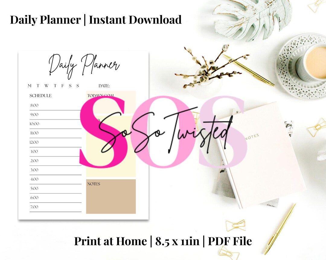 Daily Planner Printable – 8.5x11 PDF | Undated Digital Planner ...