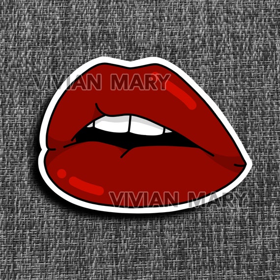 Red Lips Waterproof Vinyl Sticker | Etsy