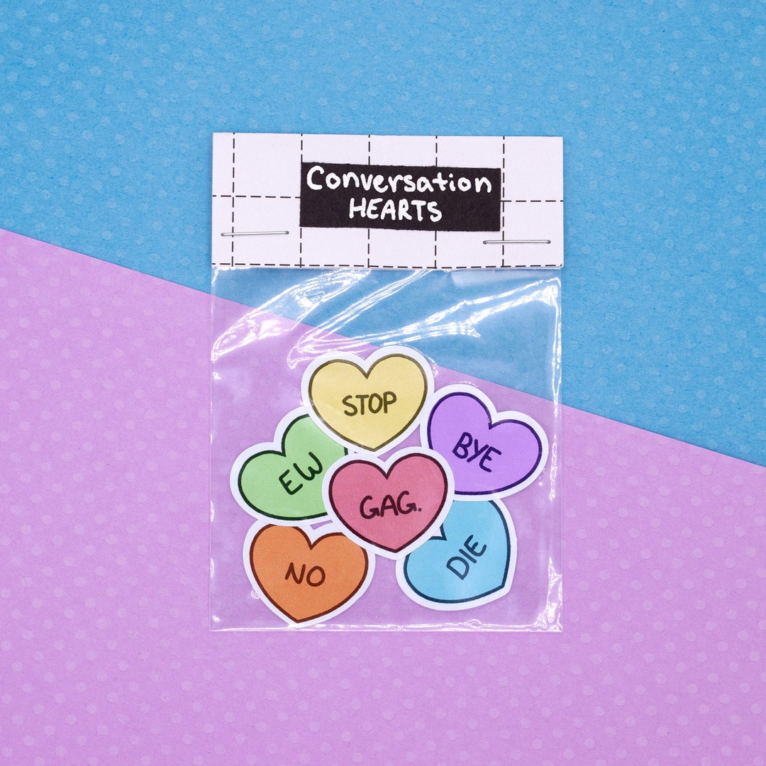 Valentine's Day Conversation Heart Sticker Pack Small Stickers Gifts - Etsy