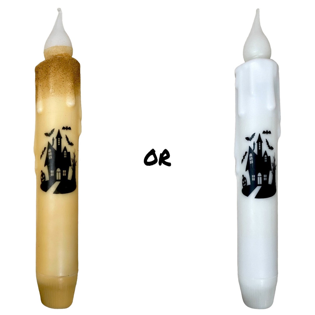 Haunted House Candle & Holder Set Primitive 7" Battery Operated LED ...