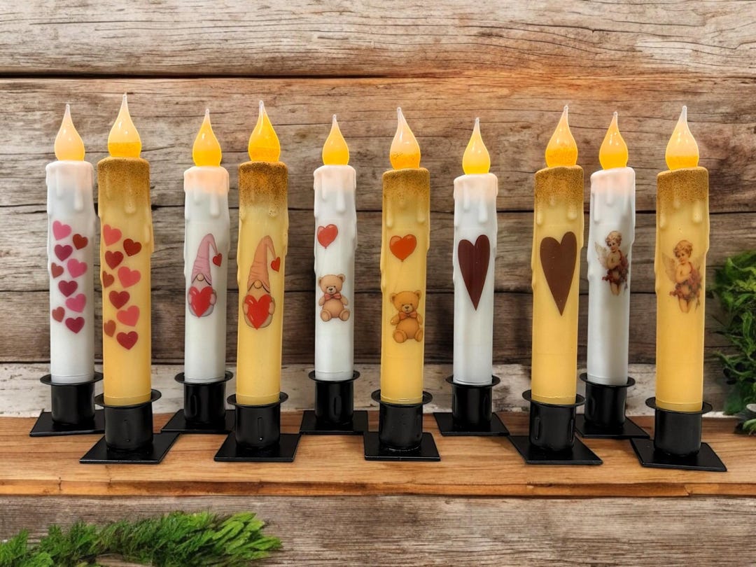 Juego de vela cónica y portavelas primitivo para San Valentín: vela ...