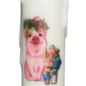 Pig Taper Candle & Taper Holder Set - Primitive 7" Battery Operated LED ...