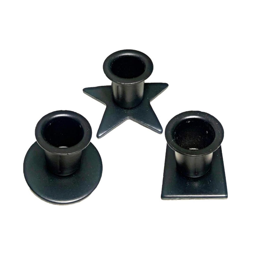 Set of 12 Wrought Iron Taper Round Star Square Candle Holders ...