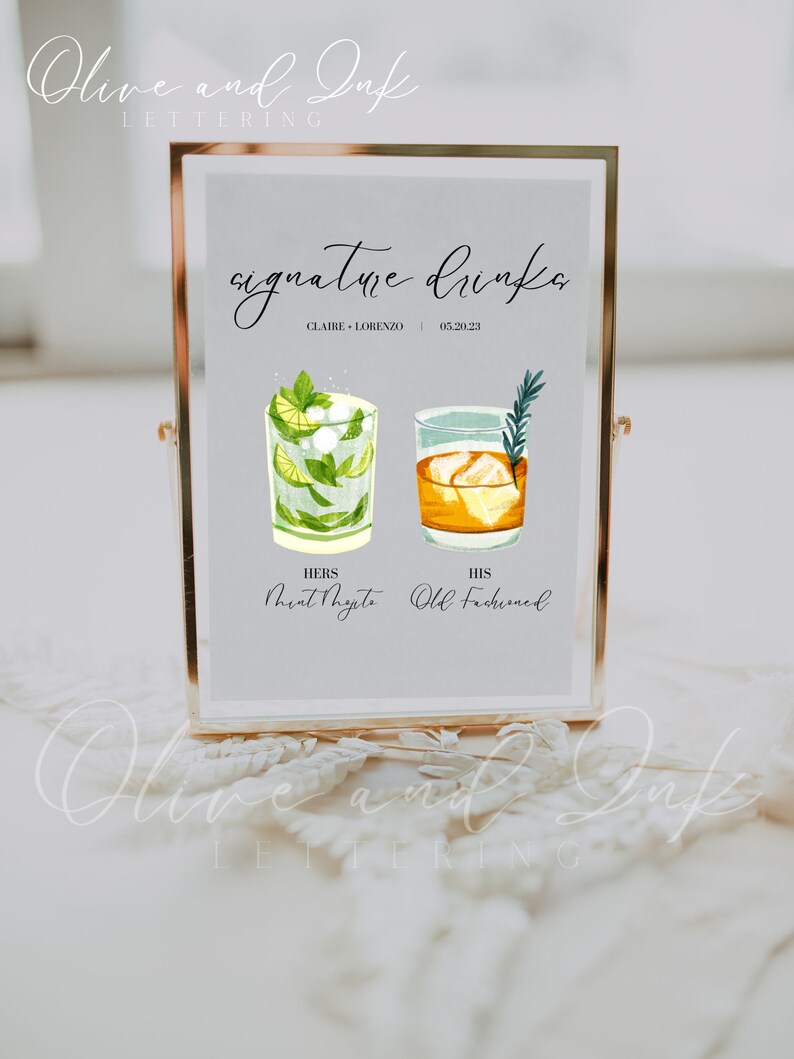 AVA Signature Drink Sign Template, Wedding Signature Cocktail Sign ...
