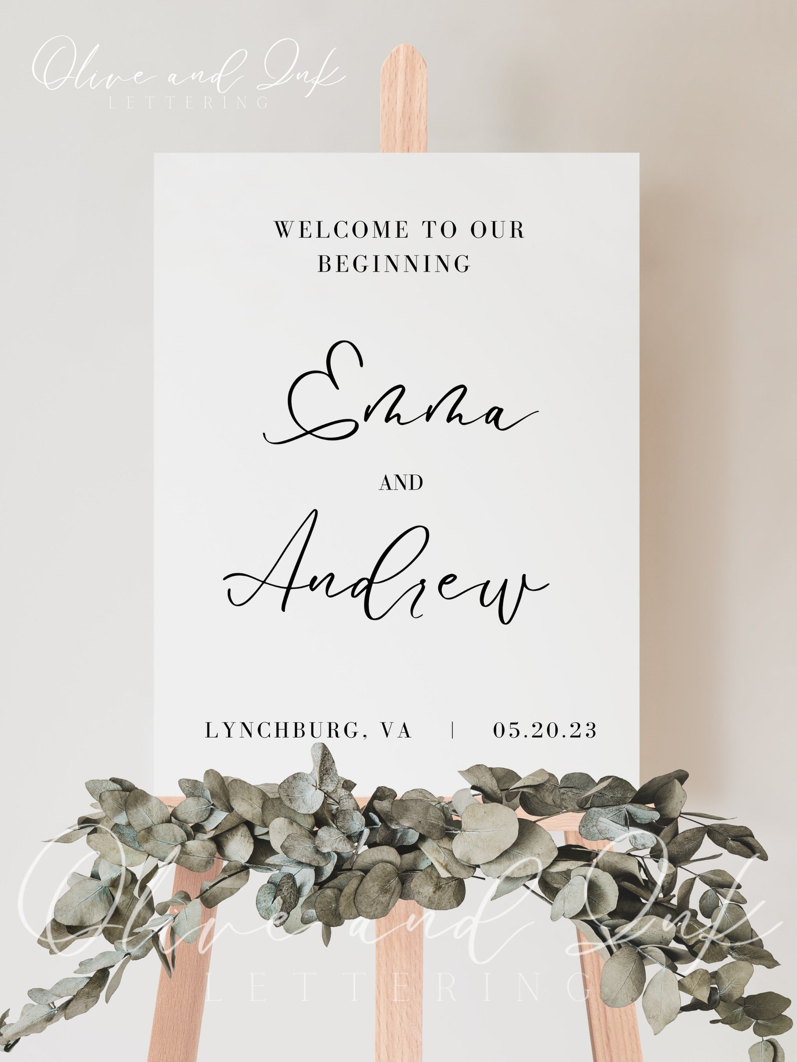 AVA Script Wedding Welcome Sign, Modern Minimalist Wedding Welcome Sign ...
