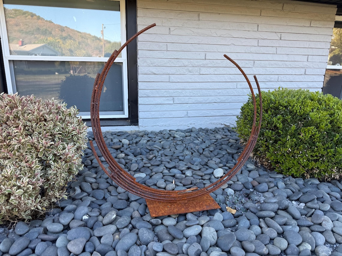 Large Metal Sculpture Modern Outdoor Garden Yard Sculpture, Rusted Yard ...