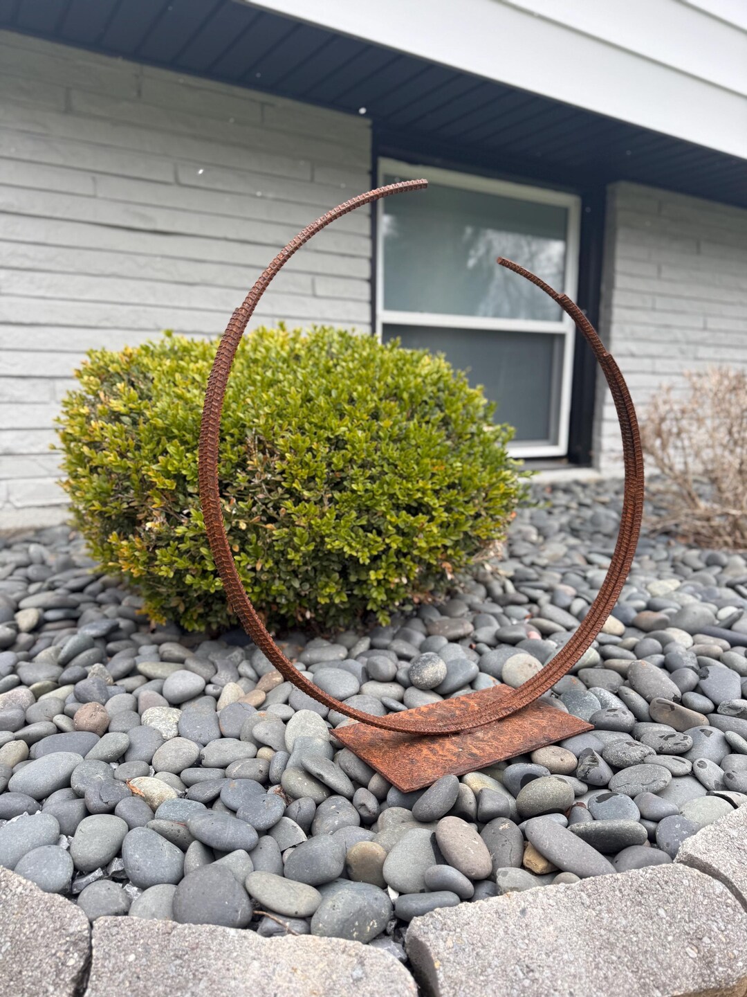 Large Rusted Metal Garden Sculpture 30” – Modern Outdoor Yard Art ...