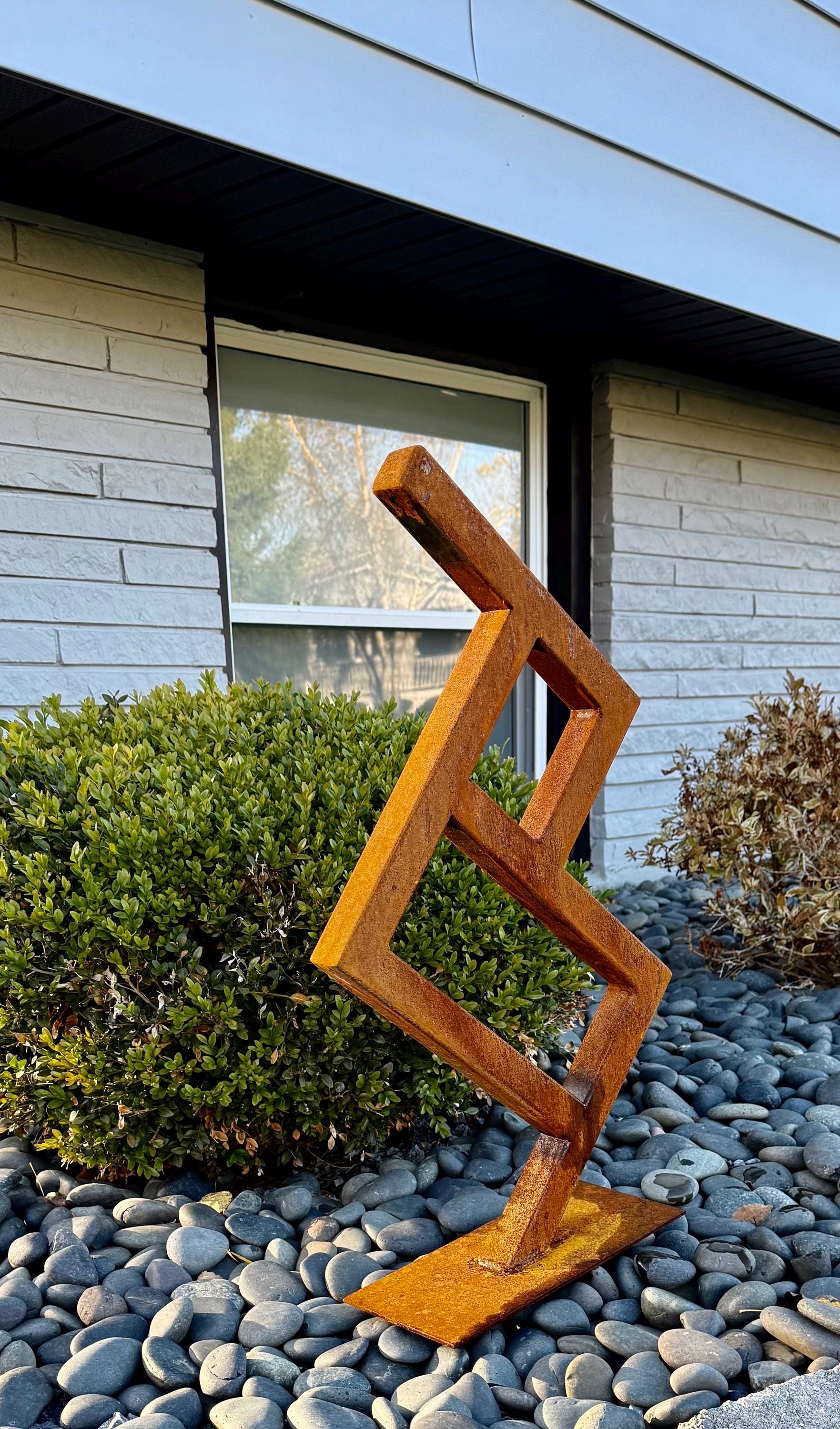 Large Garden Sculpture, Large Modern Metal Abstract Sculpture, Rustic ...
