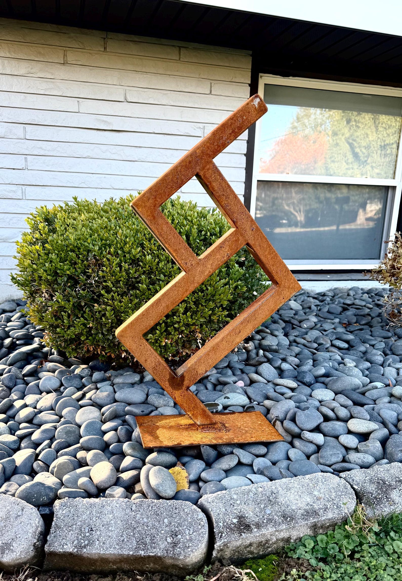 Large Garden Sculpture, Large Modern Metal Abstract Sculpture, Rustic ...