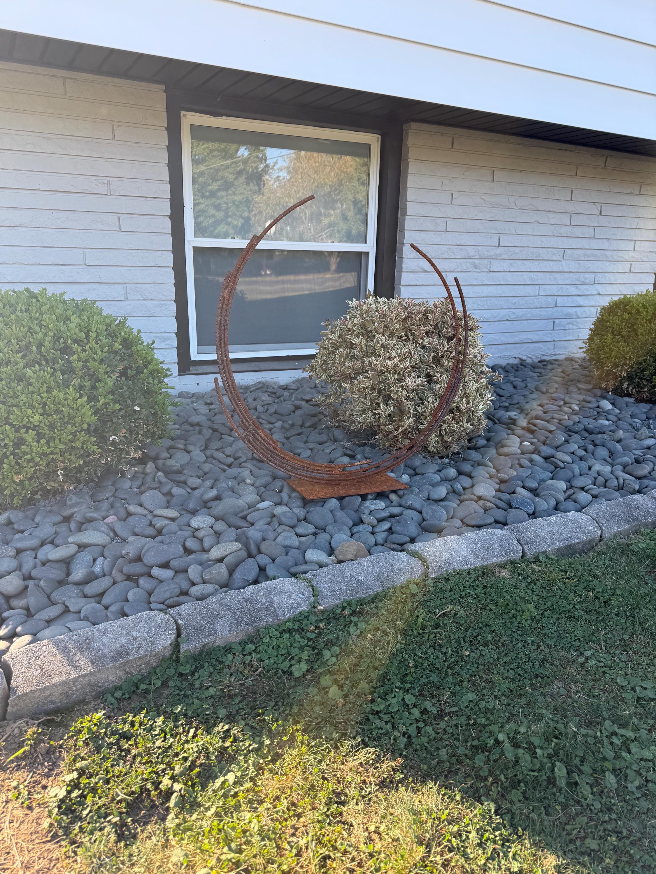 Large Outdoor Metal Sculpture, Modern Steel Garden Art, Large Sphere ...