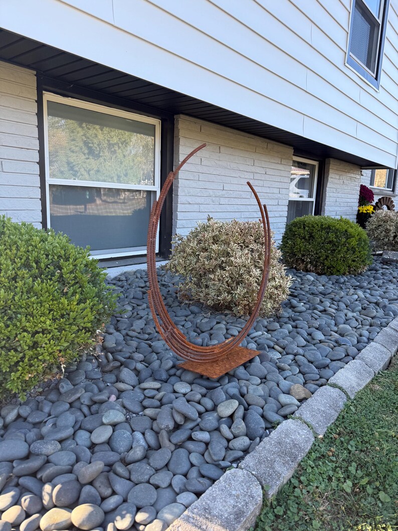 Large Garden Sculpture, Sphere Sculpture, Metal Yard Art, Patio Garden ...