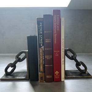 Iron Bookend Set Industrial Style, Steampunk, Steel Chain Metal Art ...