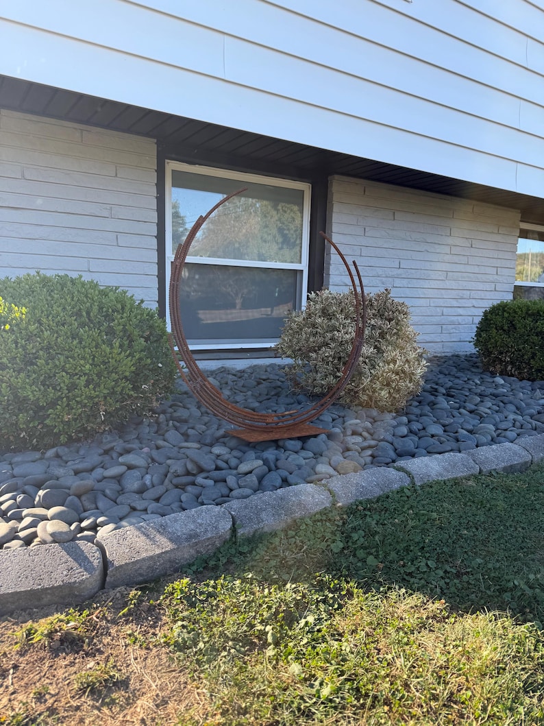 Large Outdoor Metal Sculpture, Modern Steel Garden Art, Large Sphere ...