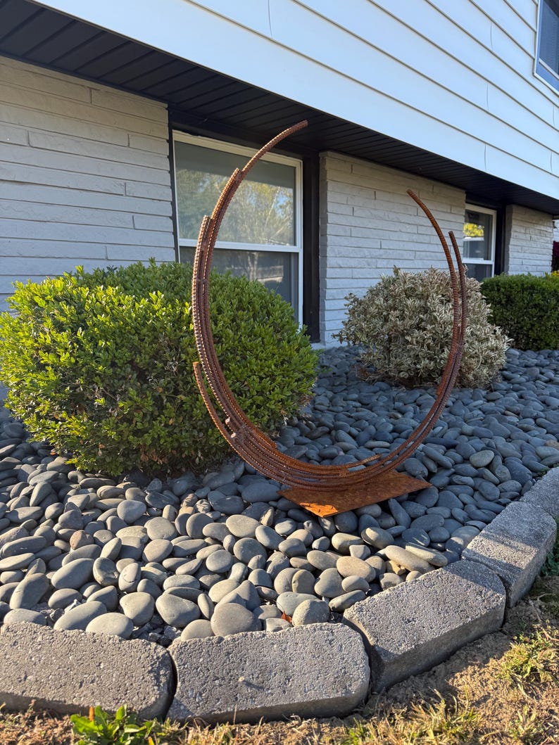 Large Metal Sculpture Modern Outdoor Garden Yard Sculpture, Rusted Yard ...
