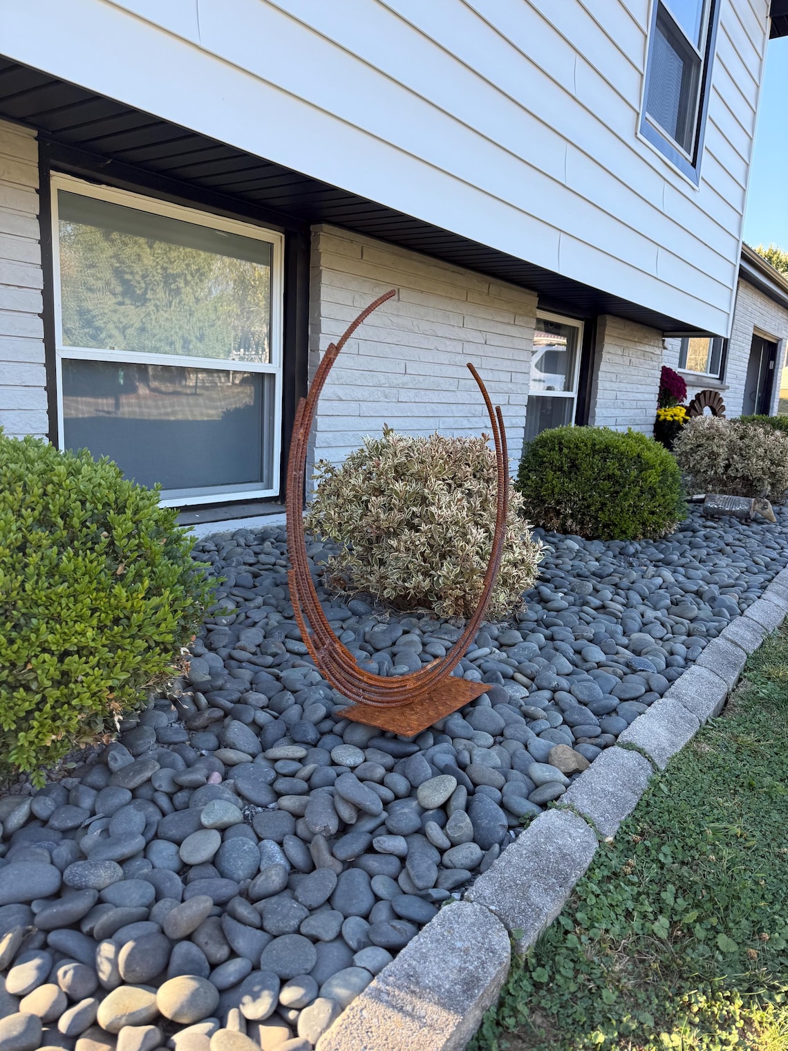Large Outdoor Metal Sculpture, Modern Steel Garden Art, Large Sphere ...