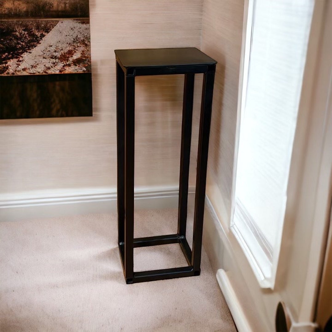 Modern Metal Accent Table, Pedestal Plant Stand Table, Sculpture Stand ...