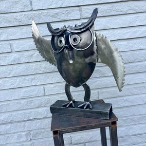 Large Metal Owl Sculpture – Modern Industrial Decor – Mid Century Style ...