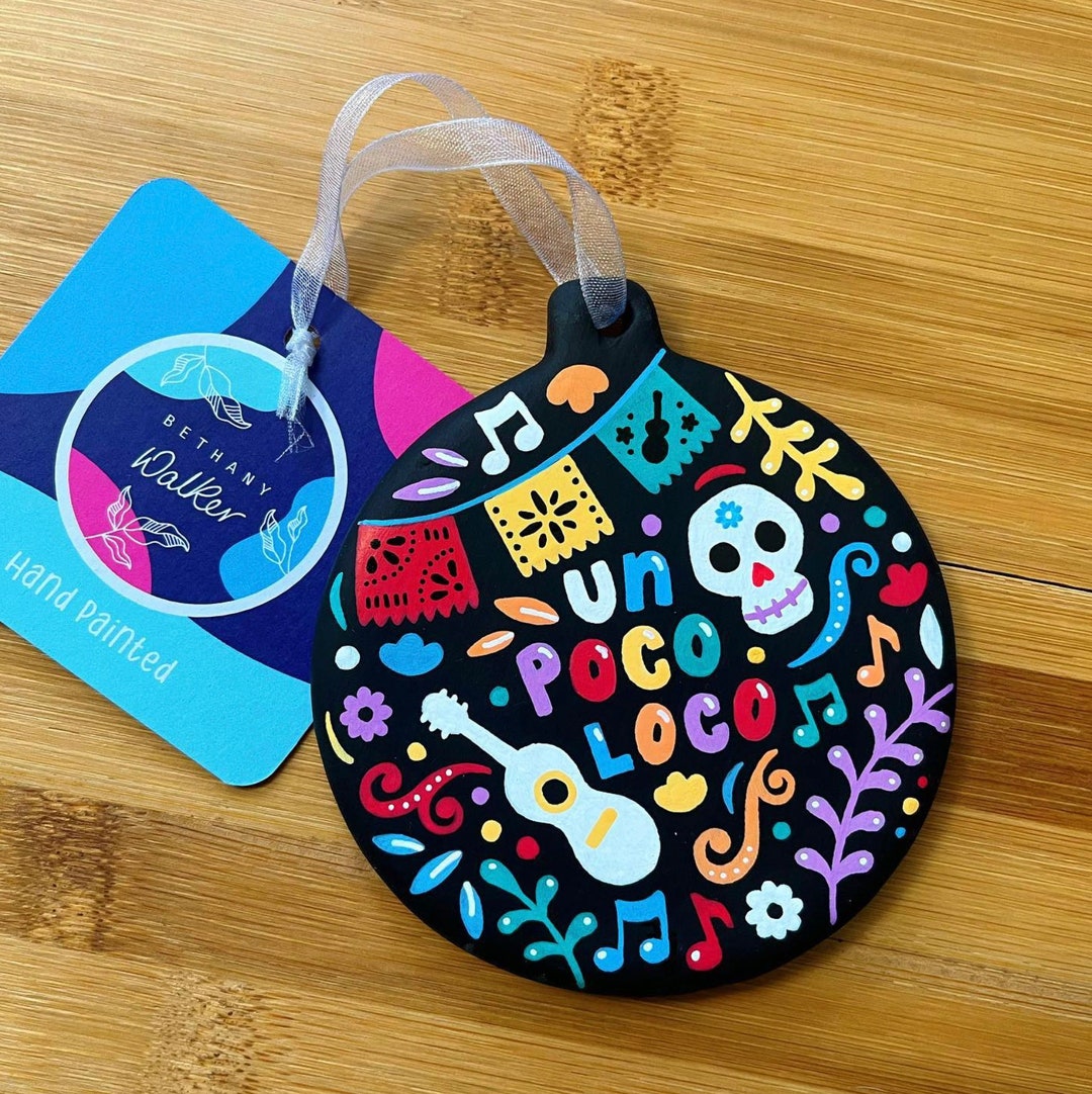 Un Poco Loco coco Skull Music Hand Painted Heart Christmas Tree ...