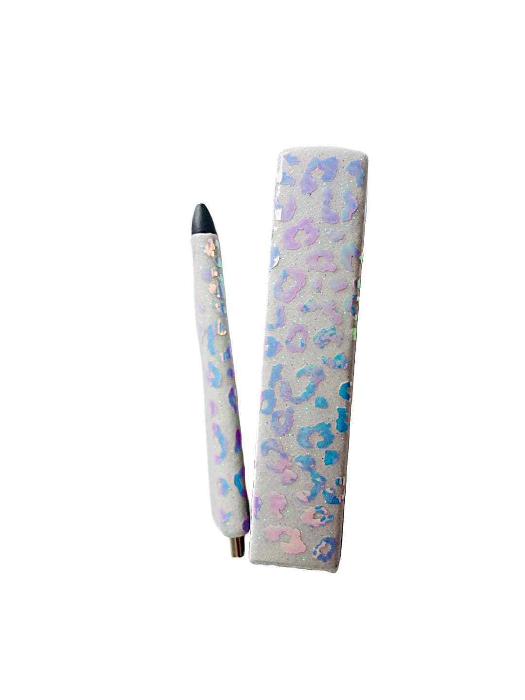 Holographic Leopard Print Stapler and Pen Set Glittery Stationary Set ...