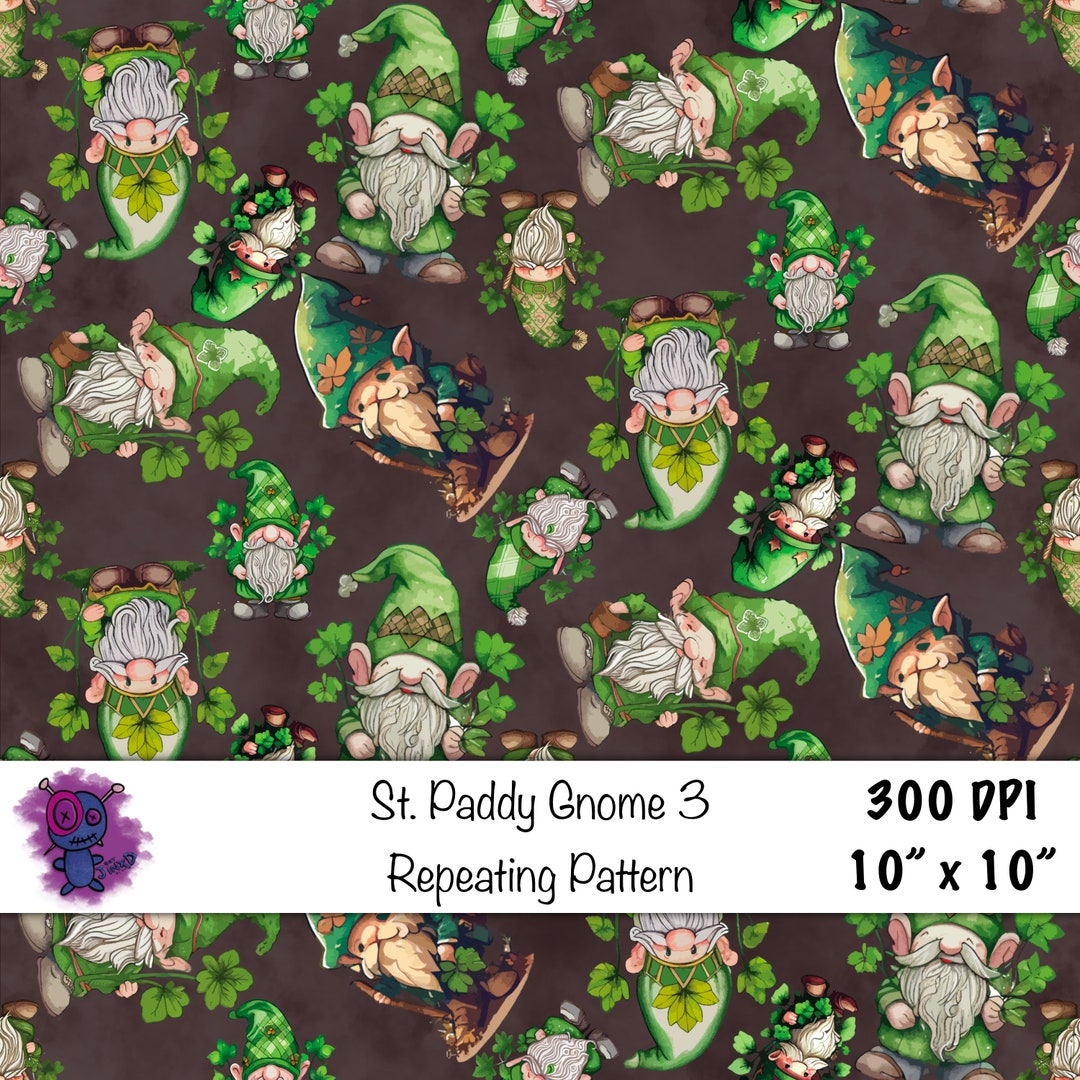 Seamless Digital Pattern Svg Paper. St. Patrick’s Day Gnomes Cute Paddy ...