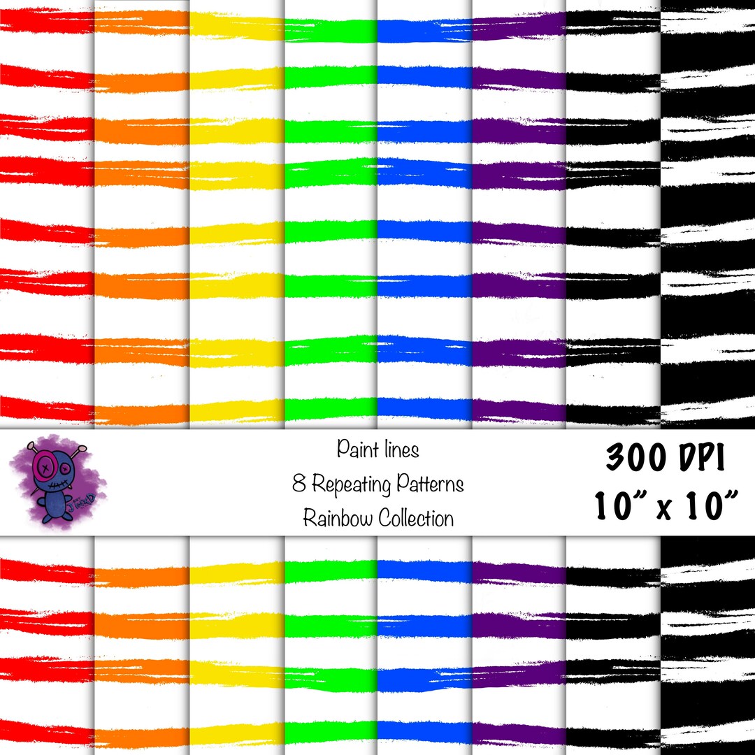 8 Seamless Digital Pattern Svg Papers Bundle Paint Rainbow Whimsical ...