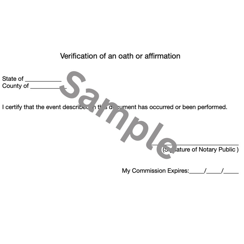 Notary Public Certificates, Jurat, Acknowledgment, Pre Made Printable ...