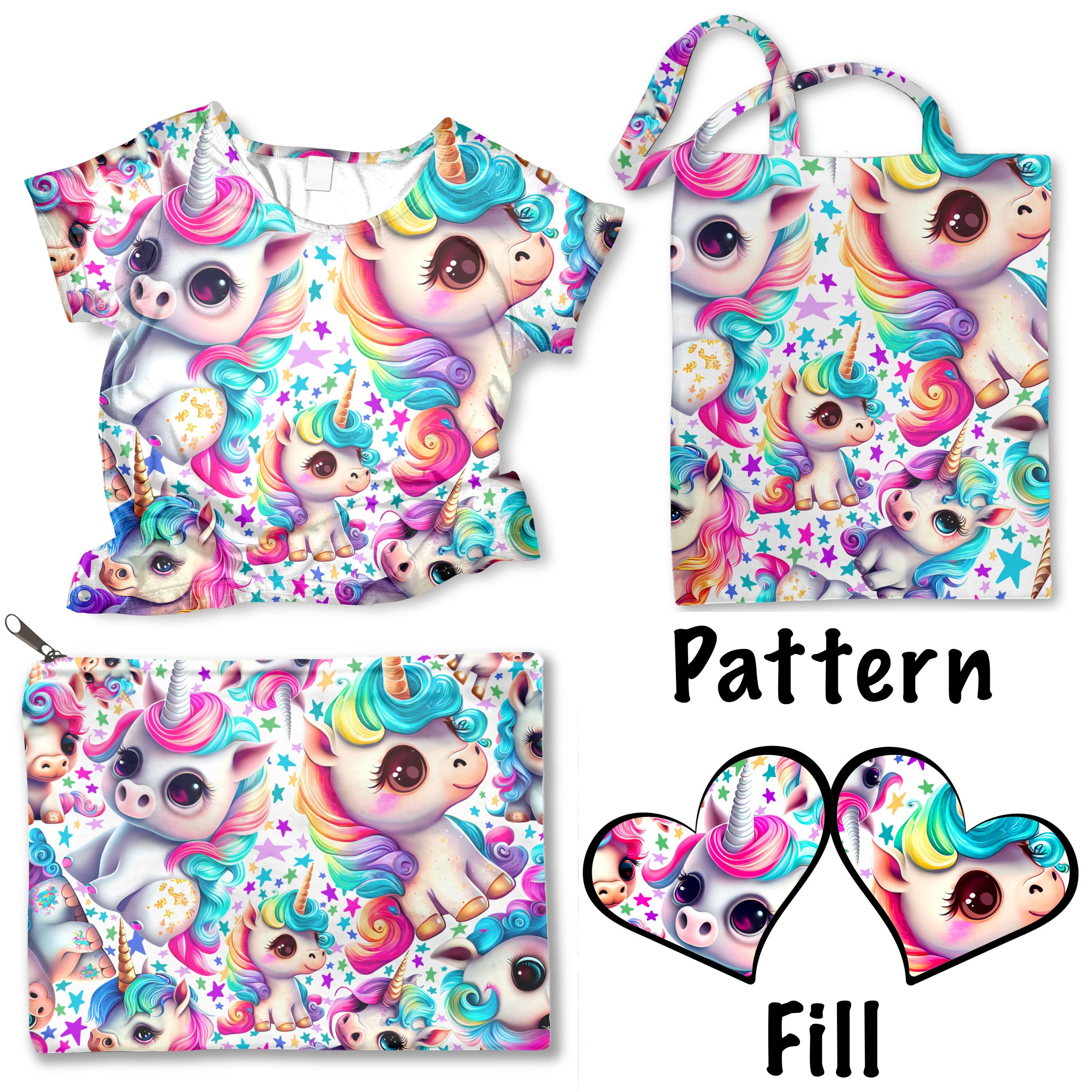 Seamless Digital Pattern Png Paper Mythical Colorful Unicorn Rainbow ...