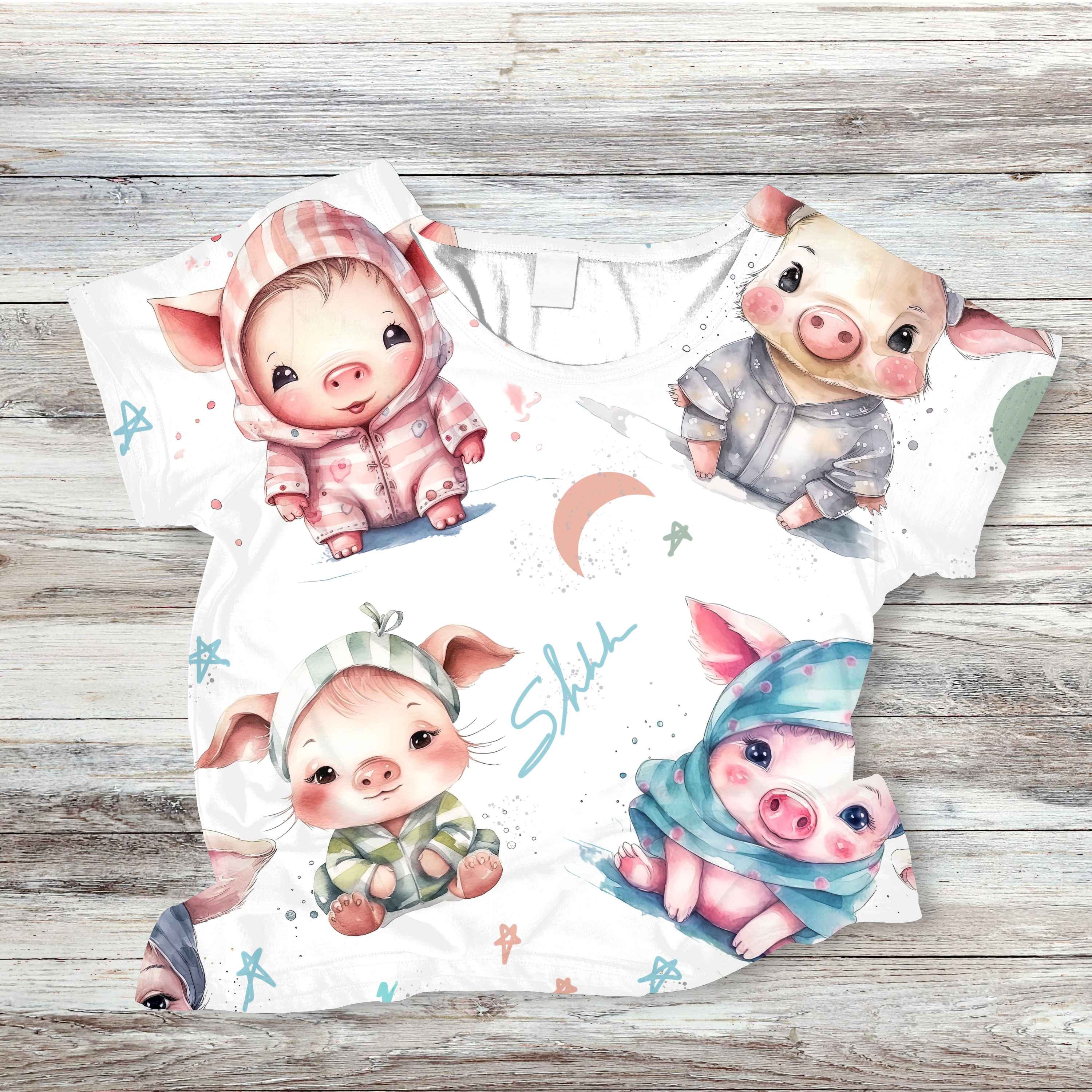Seamless Digital Pattern Png Paper Baby Piggy Nursery Cute Sleep ...