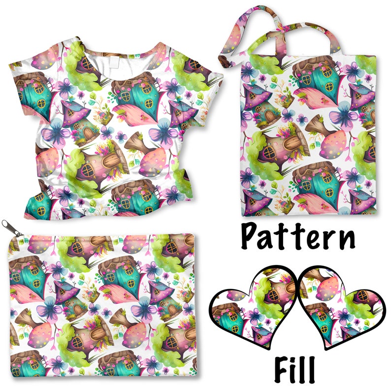 Seamless Digital Pattern Png Paper Mythical Fairy Fae Treehouse ...