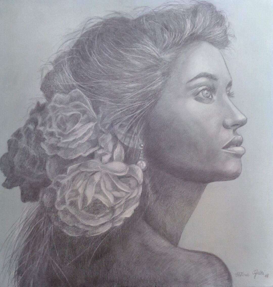 GITANO dibujo a lápiz sobre tabla 47x45 - Etsy España