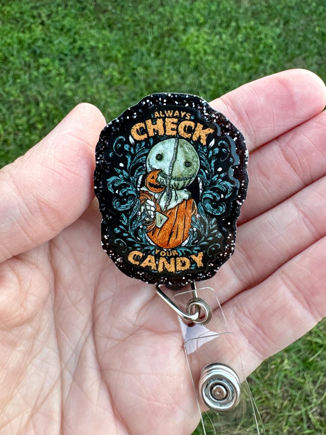Sam Horror Check Your Candy Halloween Badge Reel - Etsy