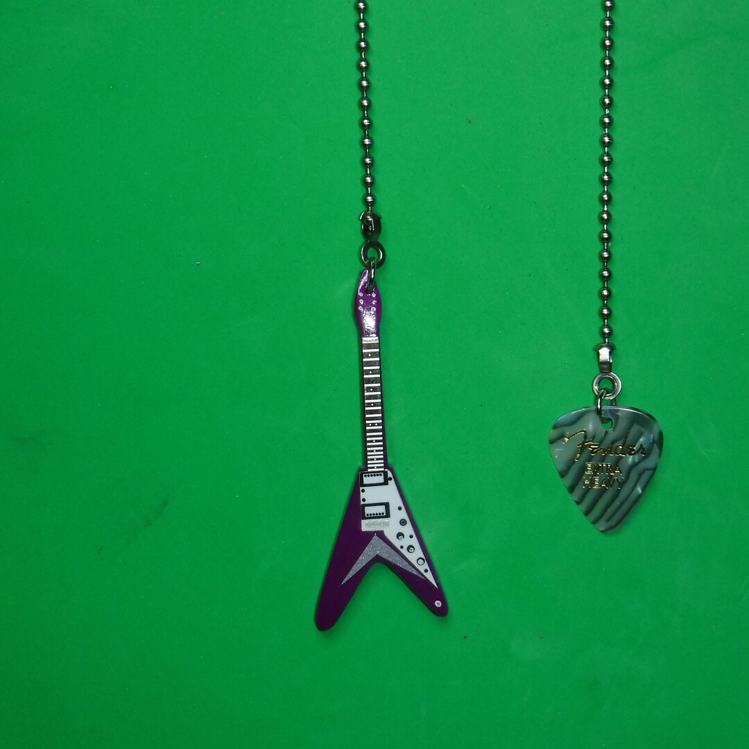 Guitar Ceiling Fan Pull Chain Set. Hand Made Purple Wood Guitar With ...