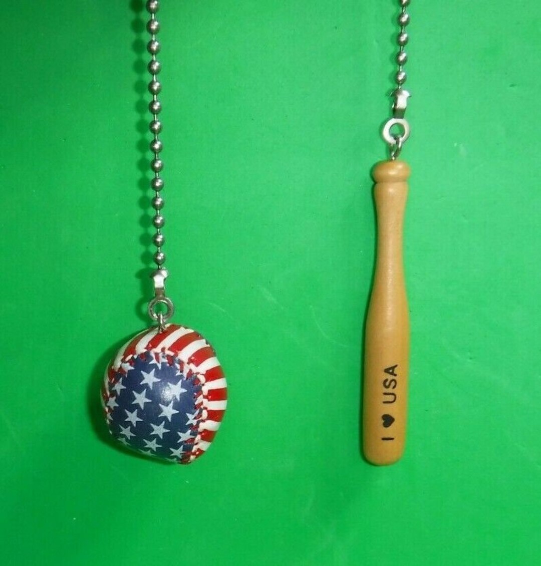 Baseball and Bat Ceiling Fan Pull Chain Set "stars AND Stripes" - Etsy