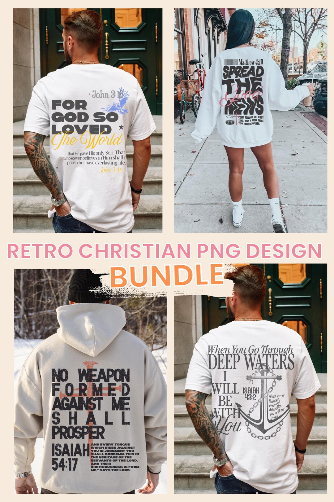 Trendy Christian Shirt Design Bundle for Retro Christian Sublimation ...
