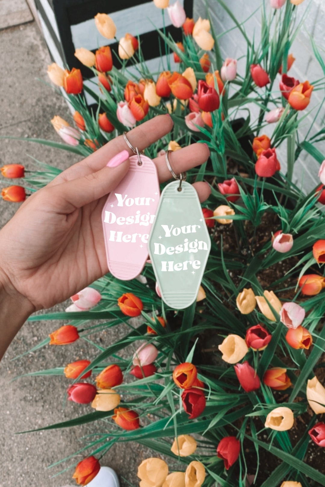 Light Pink Hotel Keychain Mockup Light Green Hotel Keychain Mockup ...