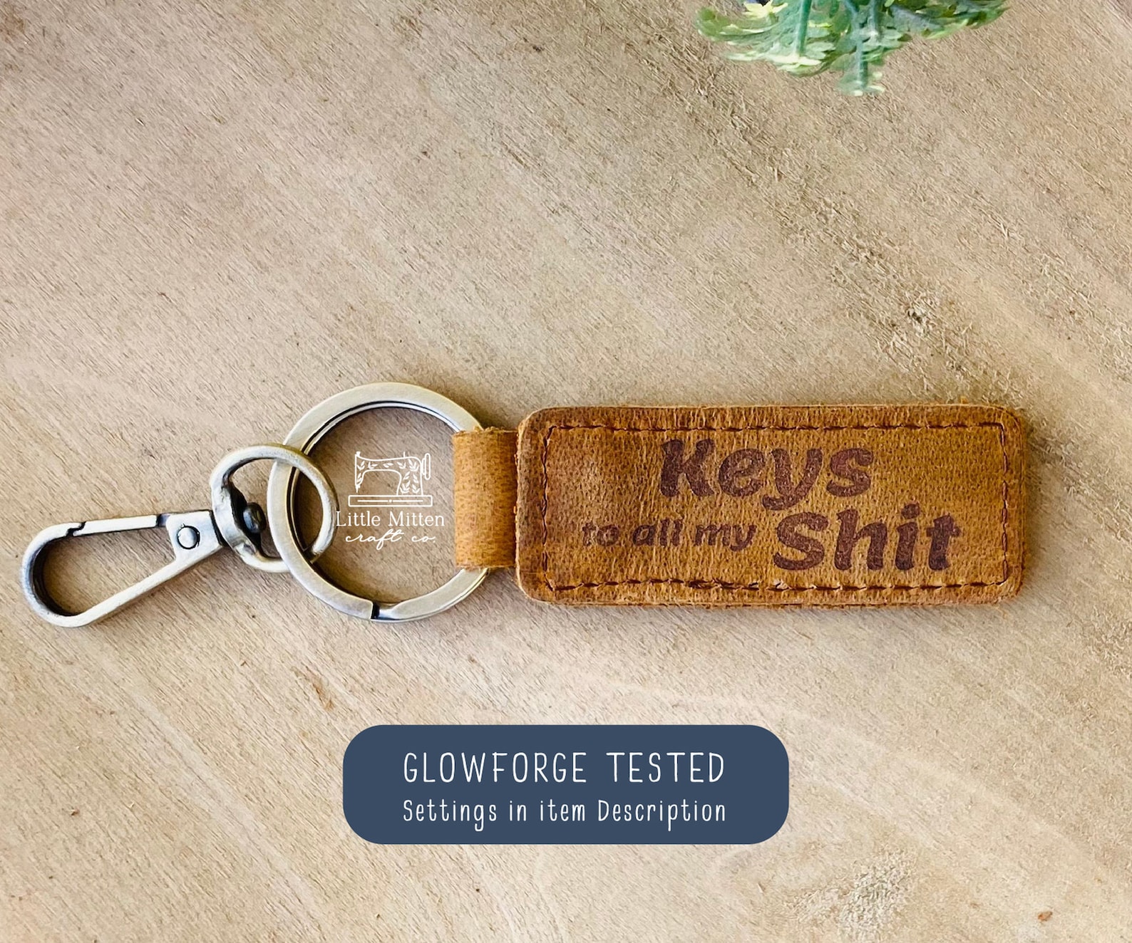 Genuine Leather Keychain - Cowhide Keychain Light Brown -key Fob ...