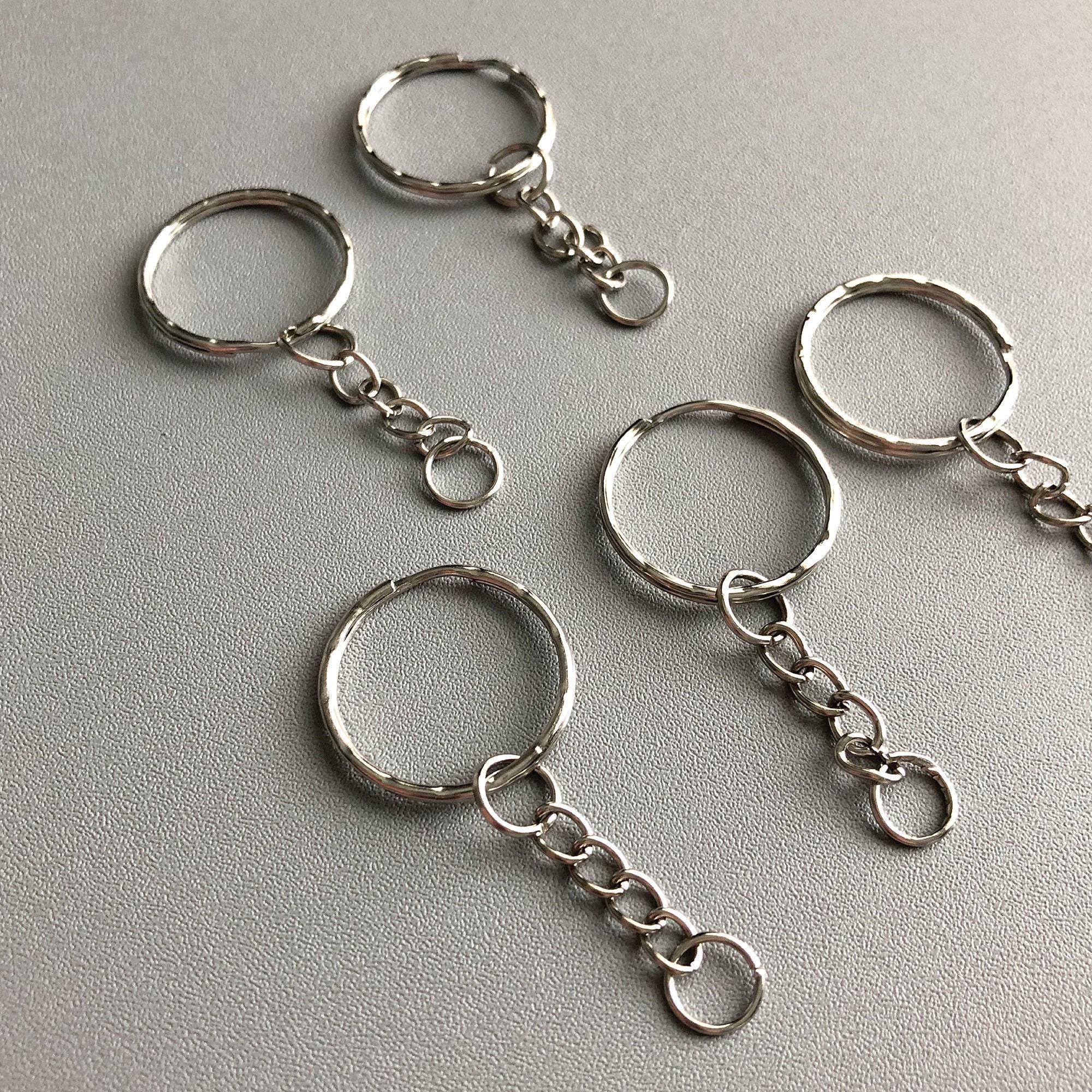 Silver Key Rings With Chain Blanks Key Chain Making Split | Etsy