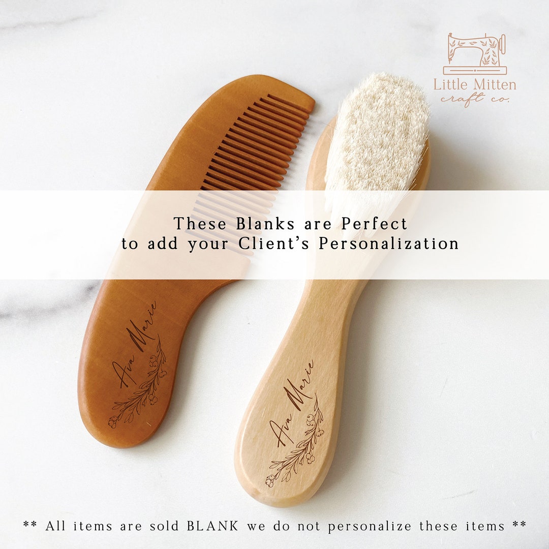 Natural Wood Comb and Brush Set | Comb and Brush BLANK | New Baby Gift ...