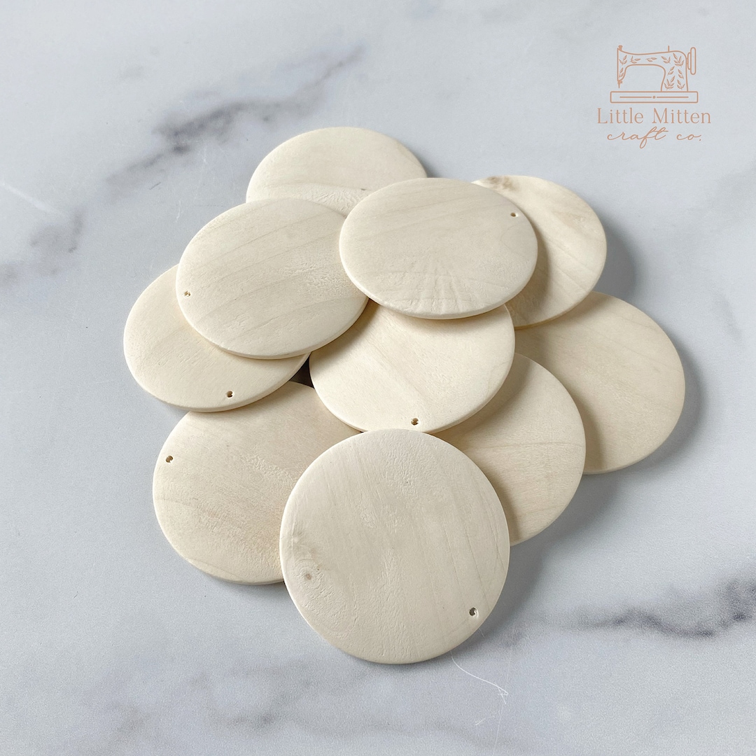 Wood Round - Keychain Wood Round - 5 Pack Natural Wood Flat Bead ...