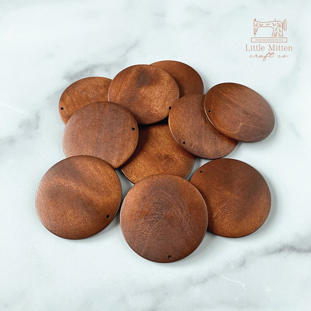 Wood Round - Keychain Wood Round - 5 Pack Dark Wood Flat Bead - Beads ...