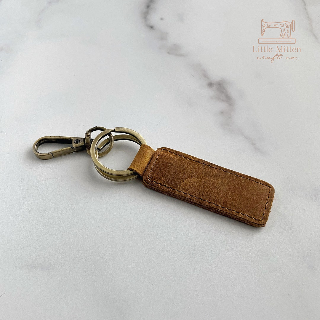Genuine Leather Keychain - Cowhide Keychain Light Brown -key Fob ...