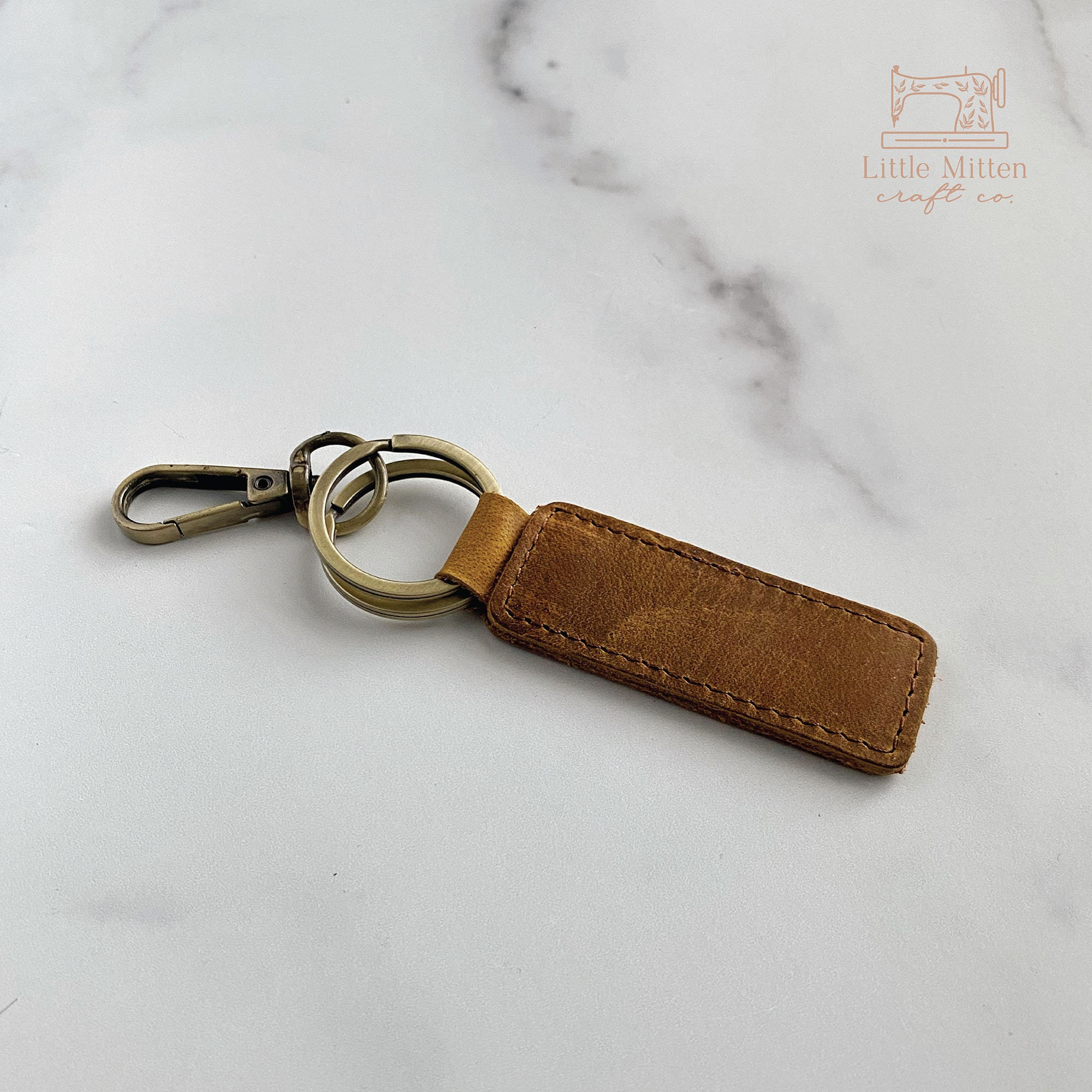 Genuine Leather Keychain Cowhide Keychain Light Brown key | Etsy