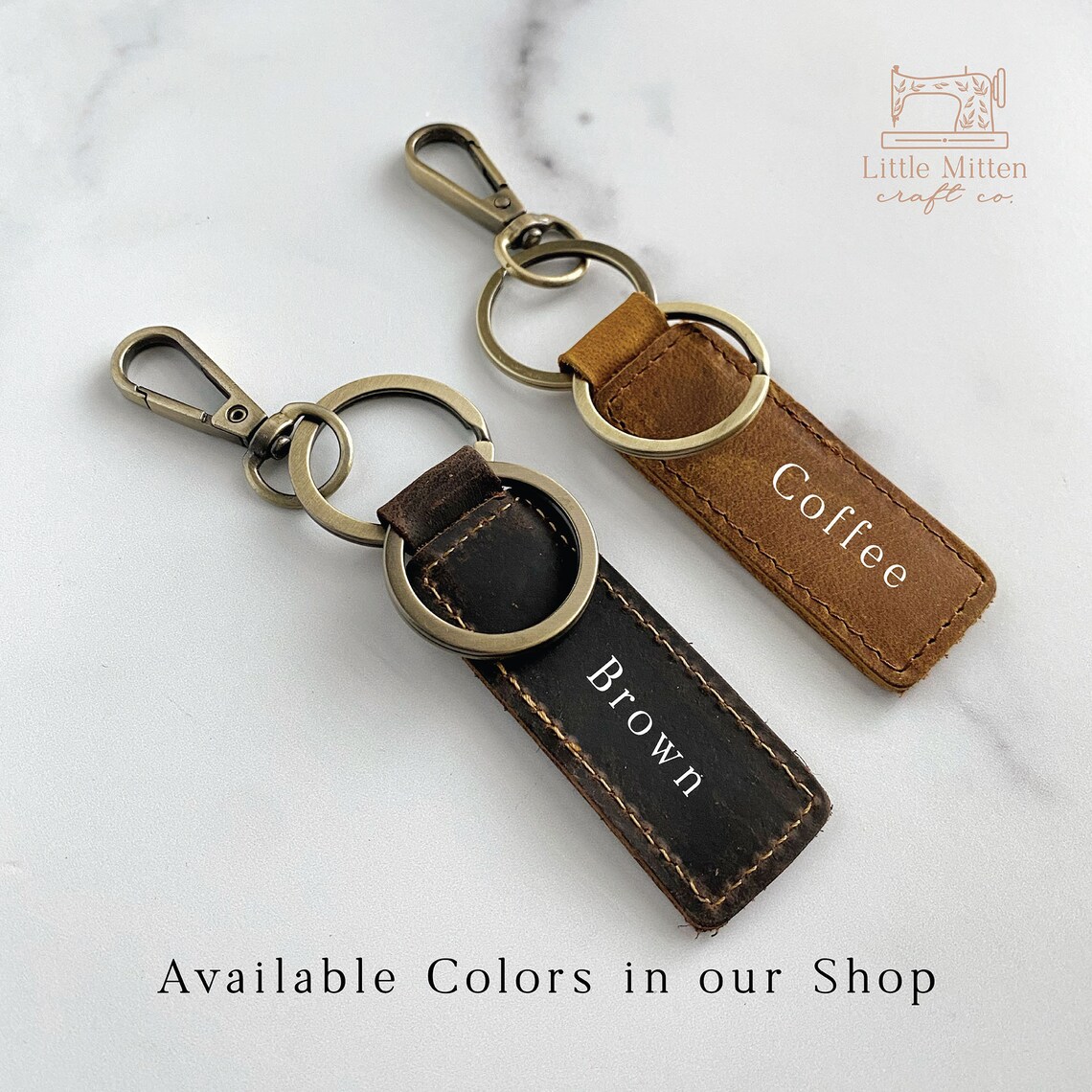 Genuine Leather Keychain Cowhide Keychain Light Brown key | Etsy